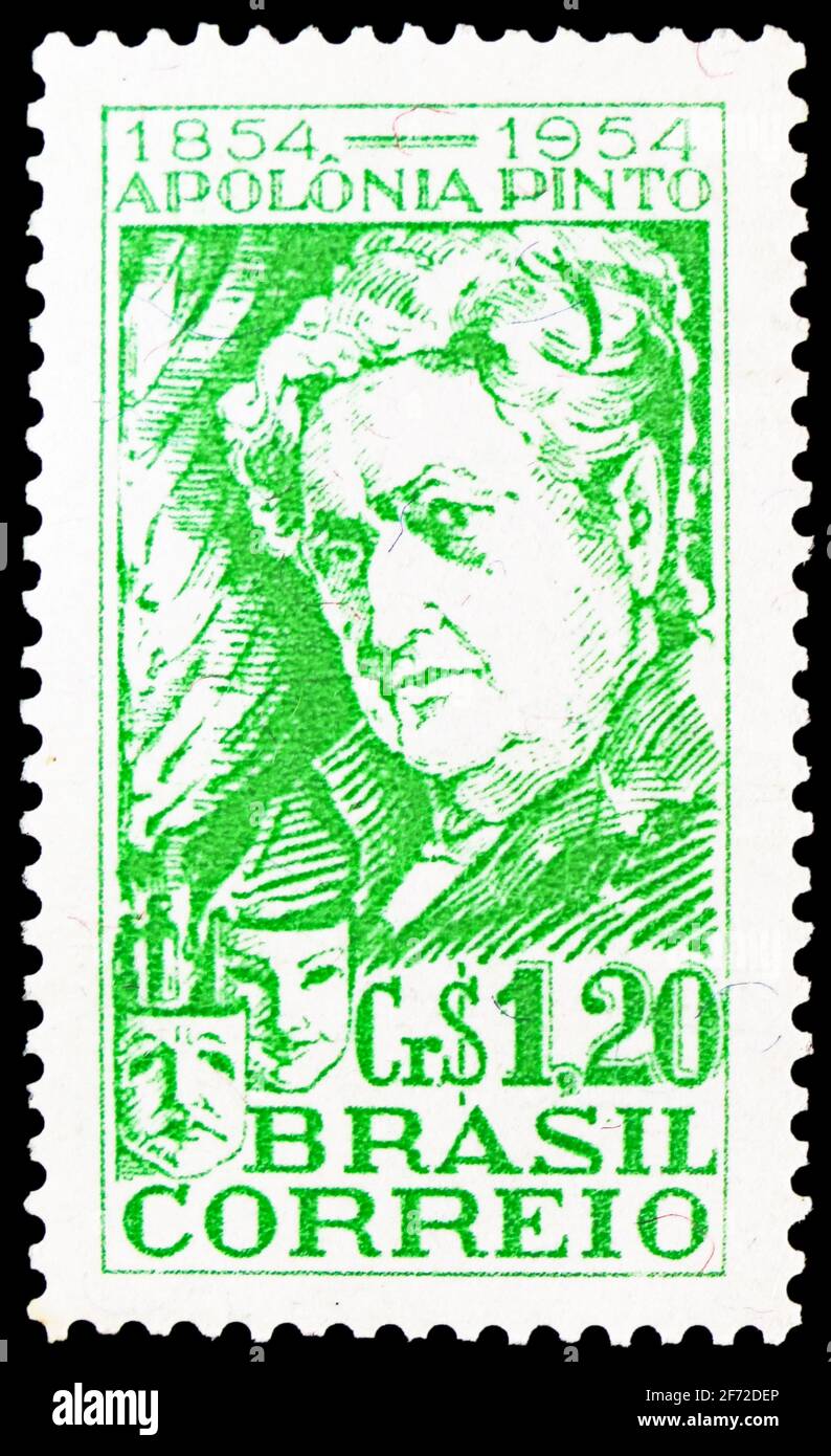 MOSCOW, RUSSIA - JANUARY 20, 2021: Postage stamp printed in Brazil ...