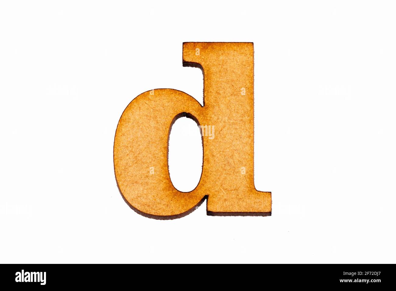 Lowercase letter d - Piece in wood Stock Photo - Alamy