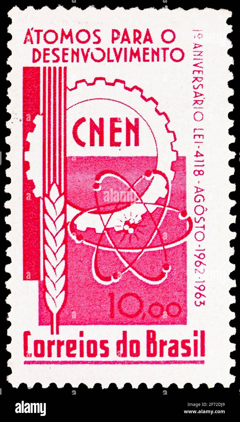 MOSCOW, RUSSIA - JANUARY 20, 2021: Postage stamp printed in Brazil ...