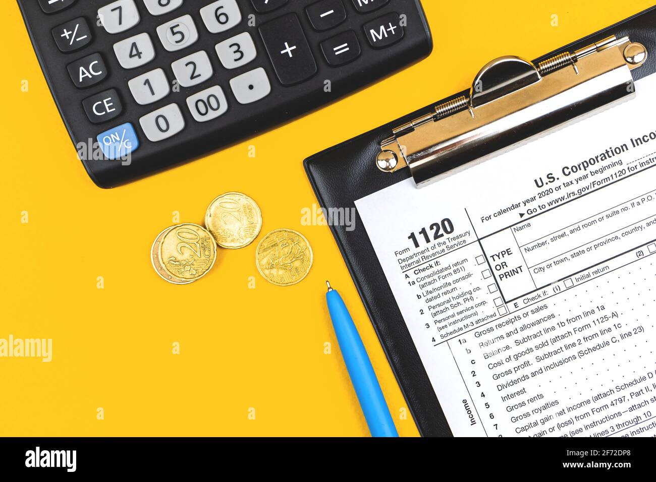 Business background US corporation income tax return form 1120 photo ...