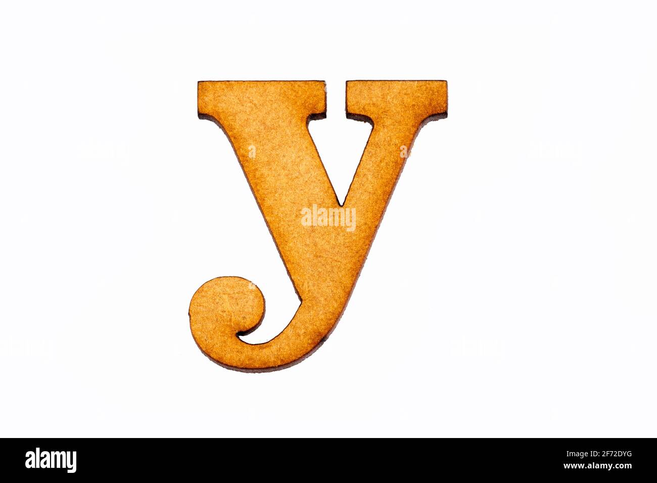 Lowercase letter y - Piece in wood Stock Photo - Alamy