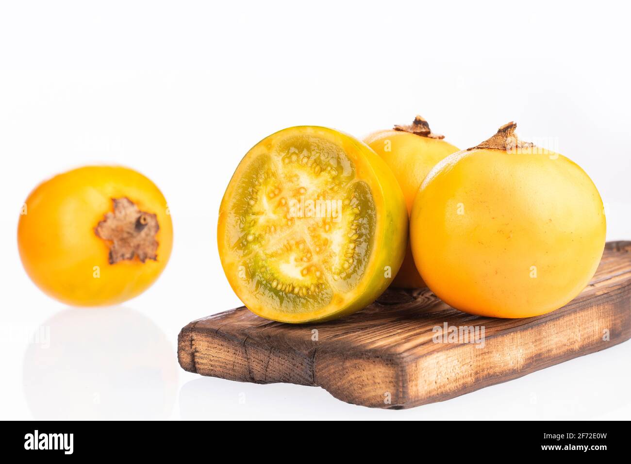 Lulo fruit from Colombia - Solanum quitoense. White background Stock ...