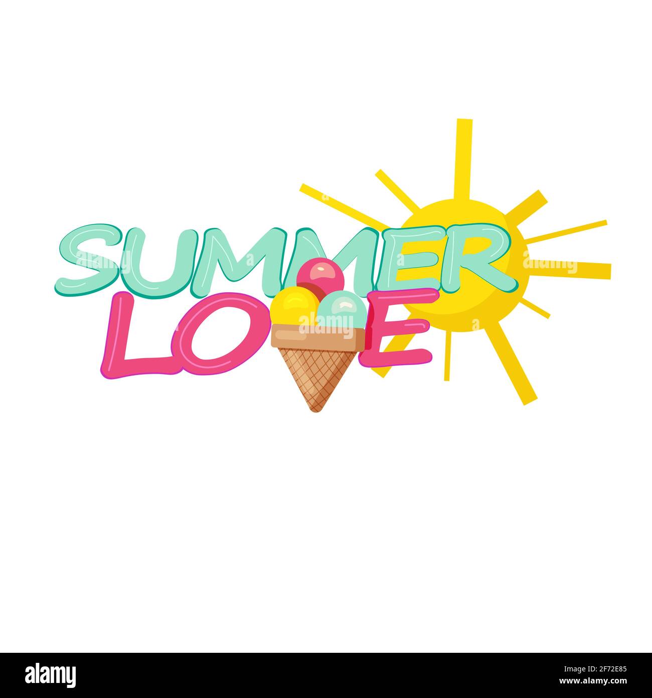Summer Love lettering vector bright colors text Stock Vector Image ...