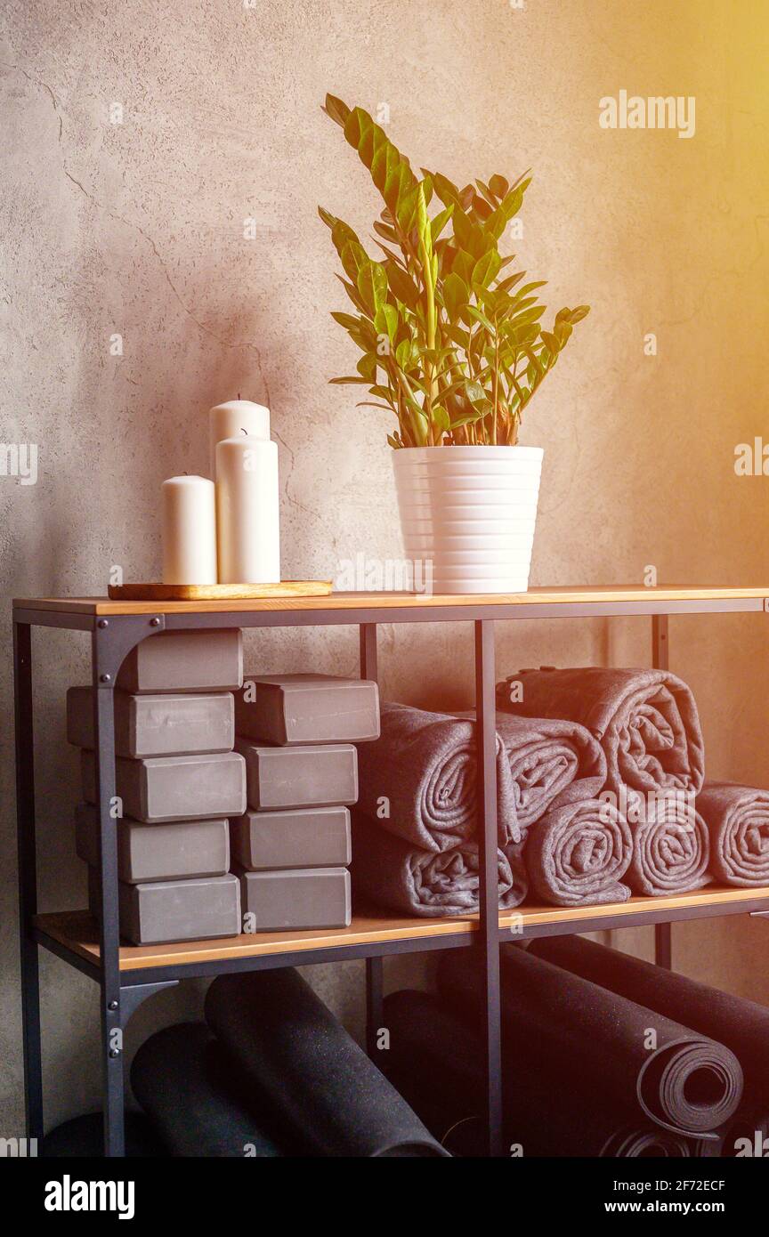 the interior of the room is a studio for sports yoga or stretching ...