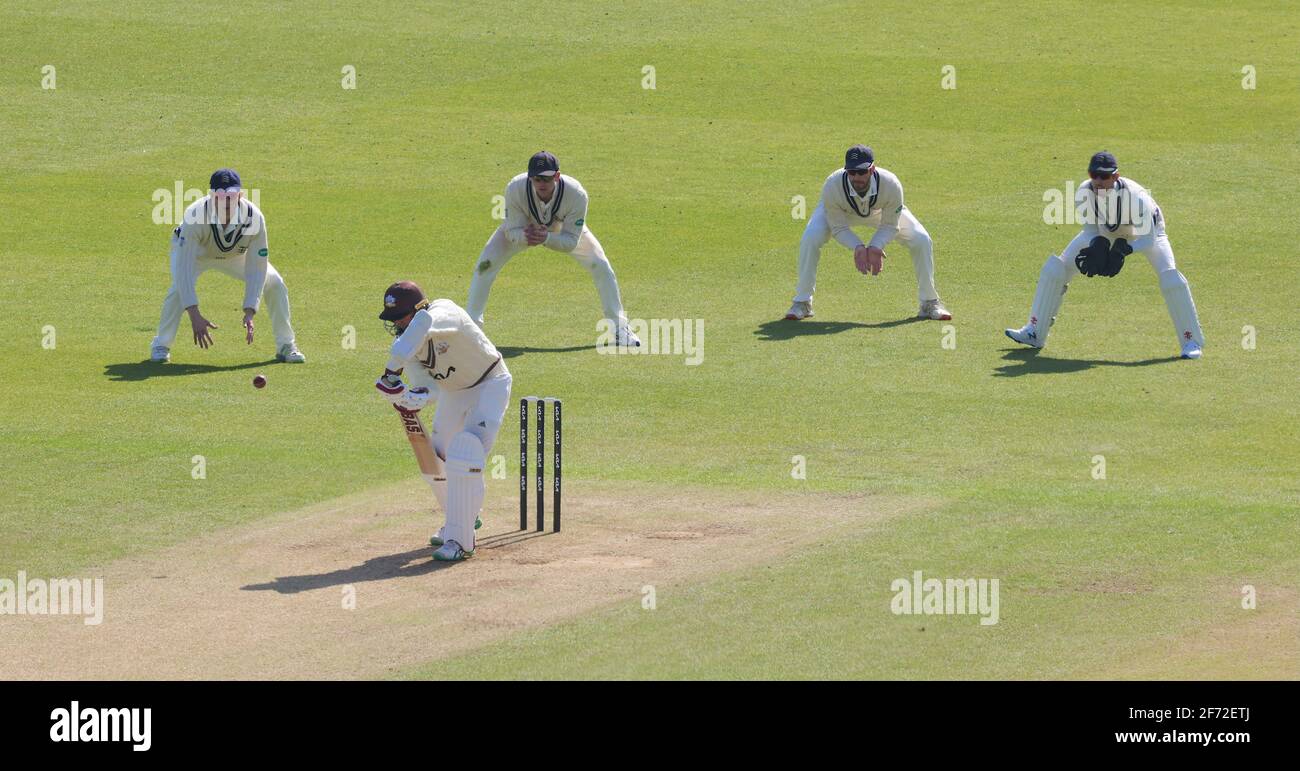 4 April, 2021. London, UK. Hashim Amla batting as Surrey take on ...