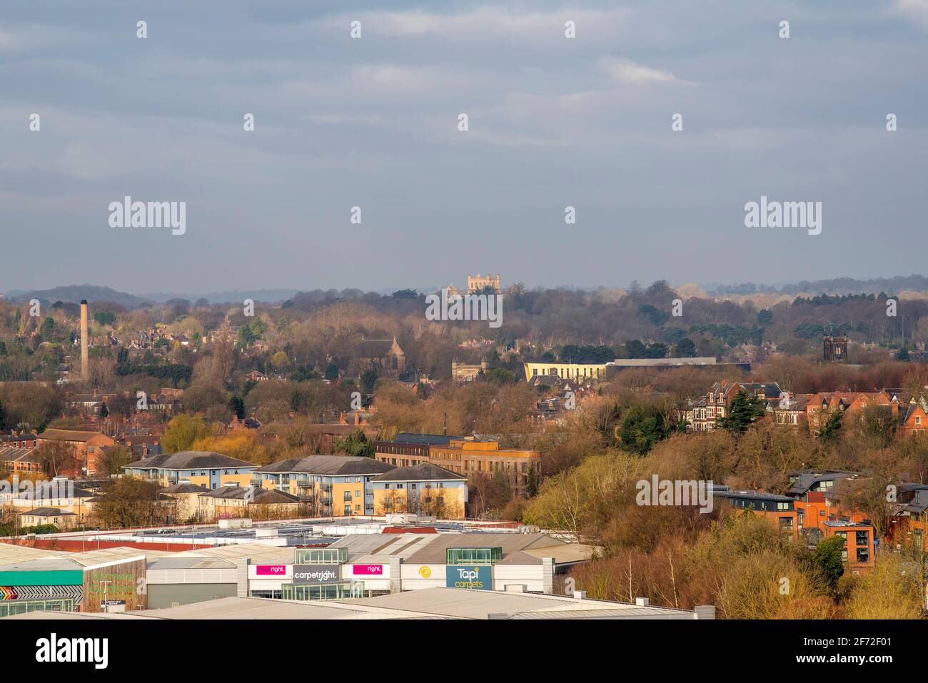 West of Nottingham City towards Wollaton, viewed from the roof of the ...