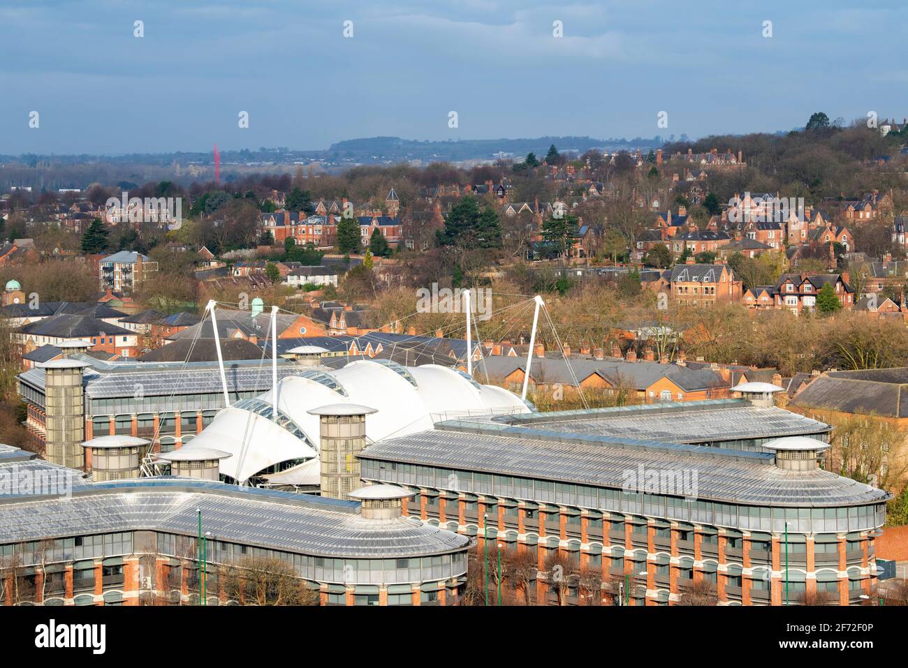 West of Nottingham City, viewed from the roof of the Unity Square ...