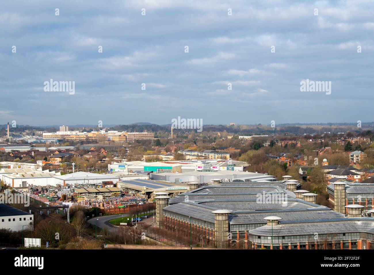 View West from Nottingham City, captured from the roof of the Unity ...