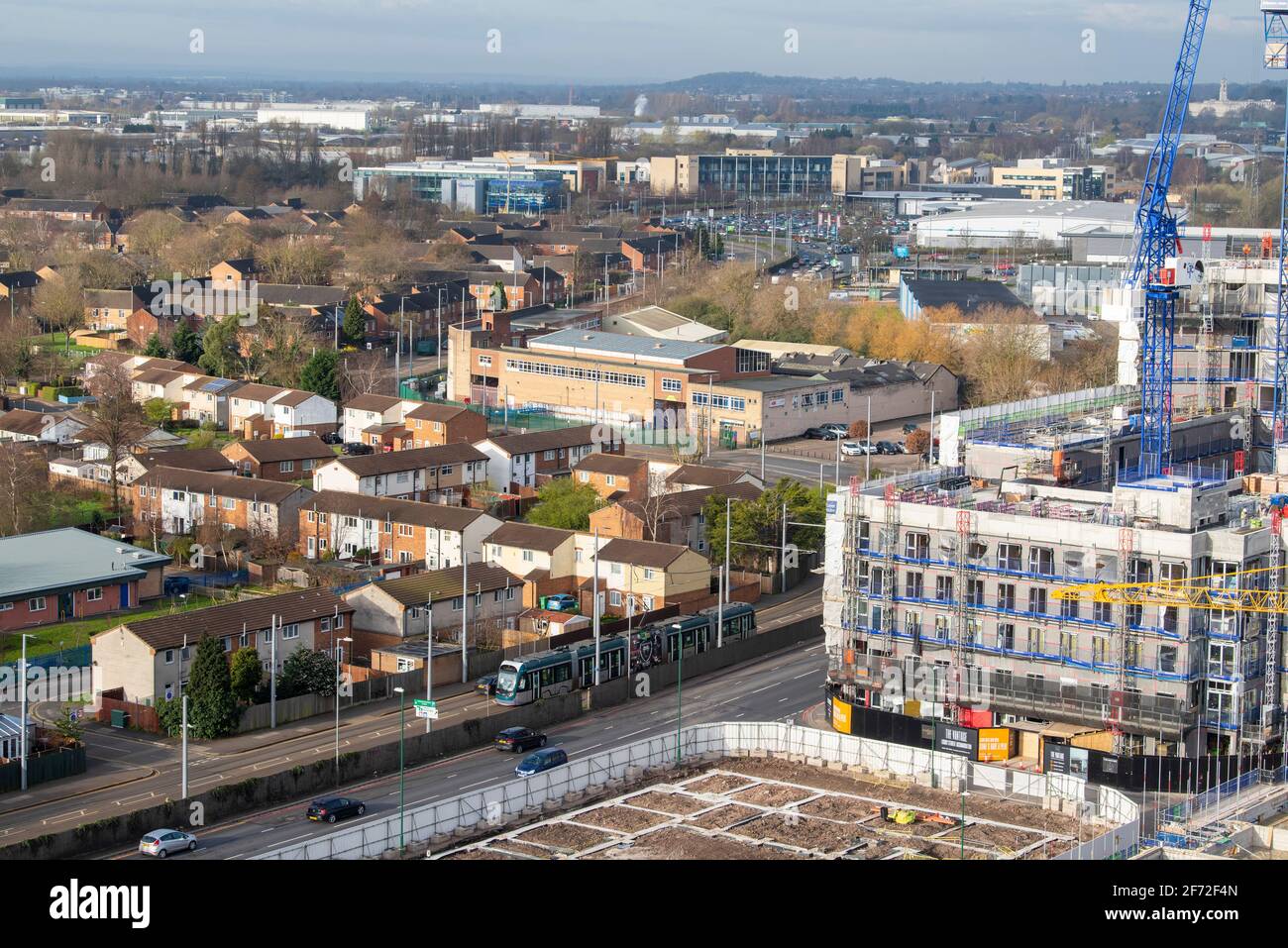 South west of Nottingham City, viewed from the roof of the Unity Square ...