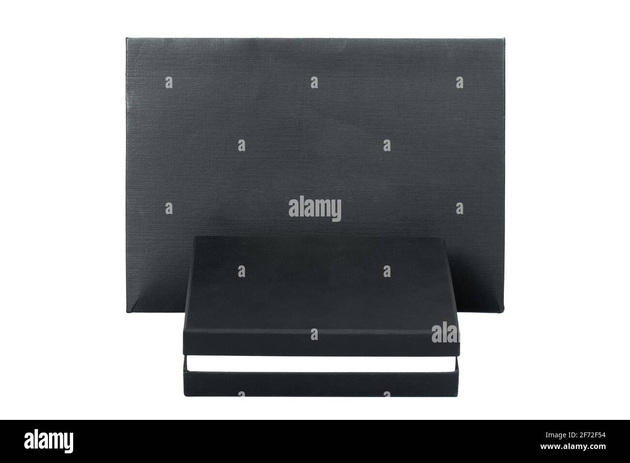 label cardboard box and a package of design paper in black color ...