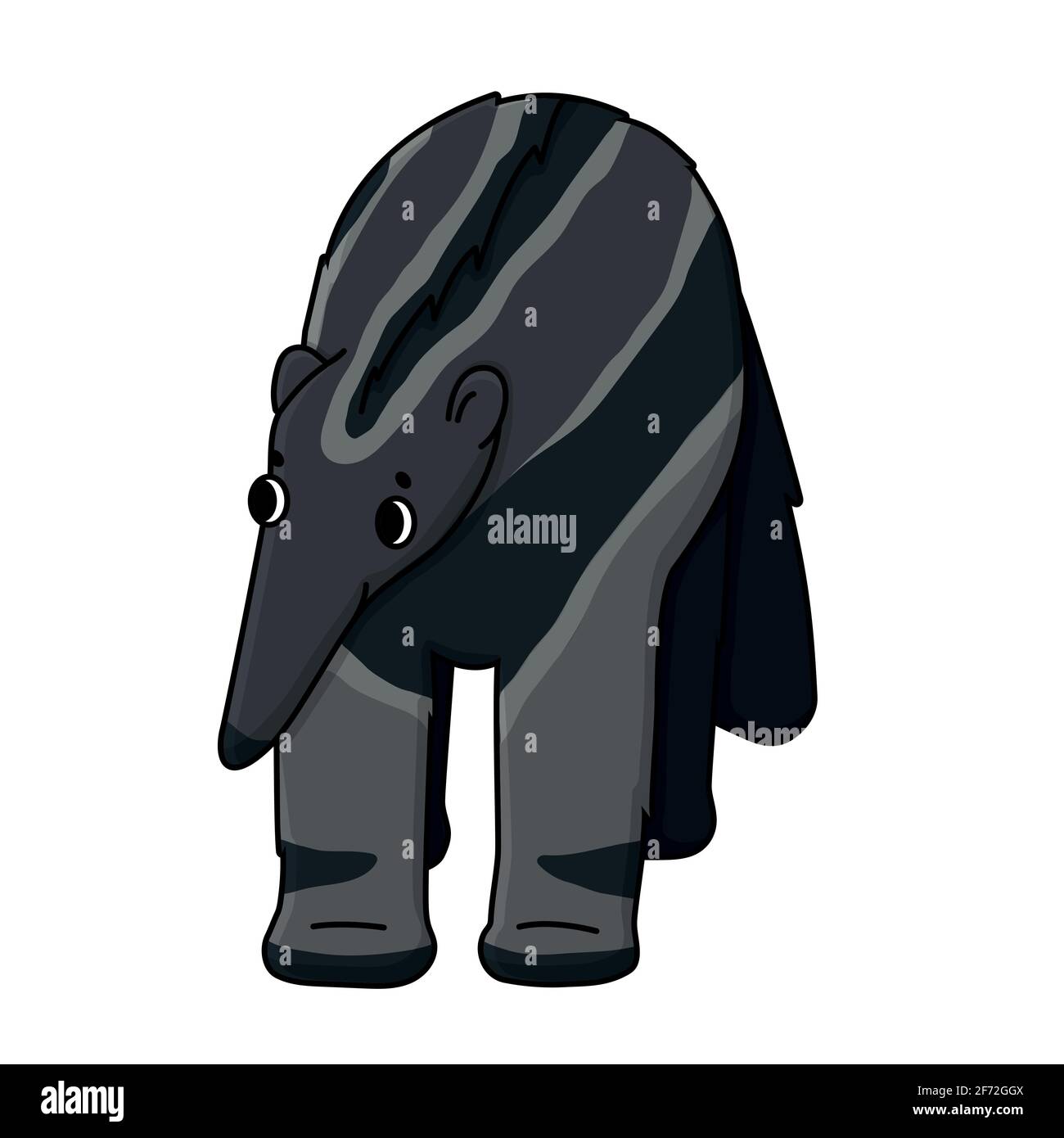 Gray Vector outline cute cartoon isolated interested ant-eater or ...