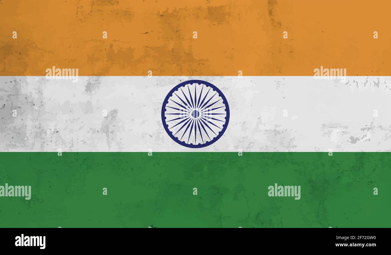 India flag with waving grunge texture. Vector background Stock Vector ...