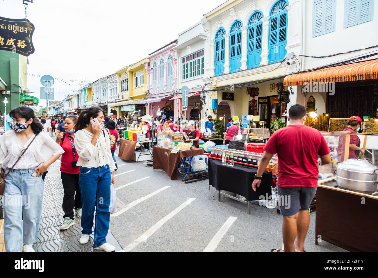 Phuket Town , Phuket, Thailand - 22 November 2020. Phuket Walking Sreet ...