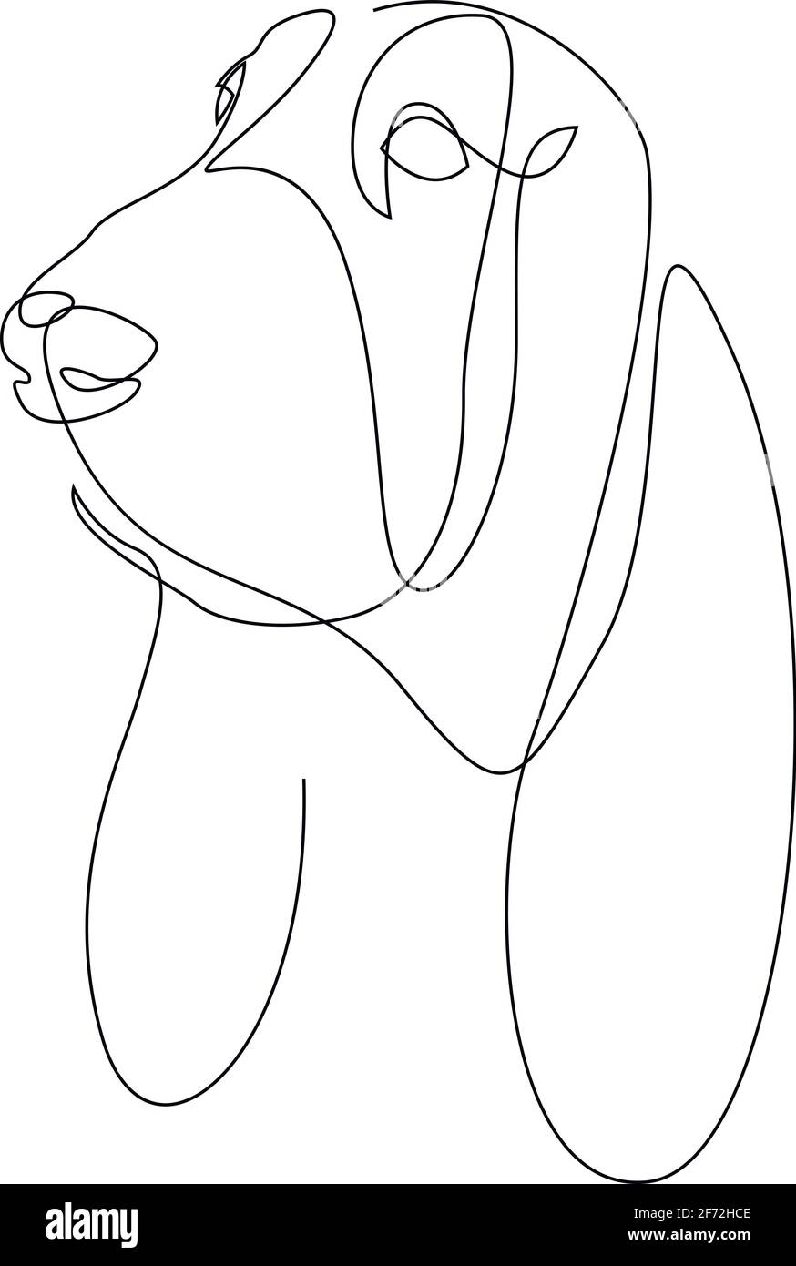 Continuous line Basset Hound. Single line minimal style dog vector ...