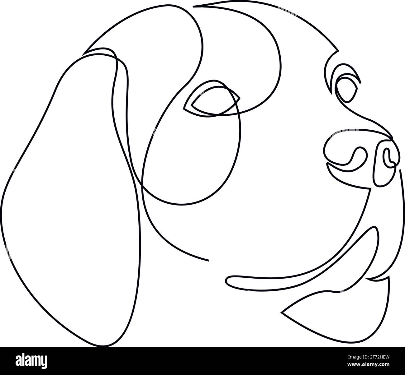 Continuous line Beagle. Single line minimal style dog vector ...