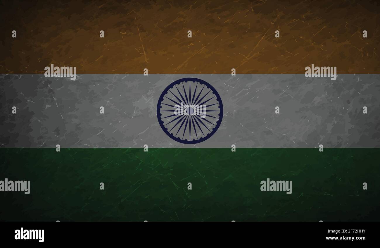 India flag with waving grunge texture. Vector background Stock Vector ...