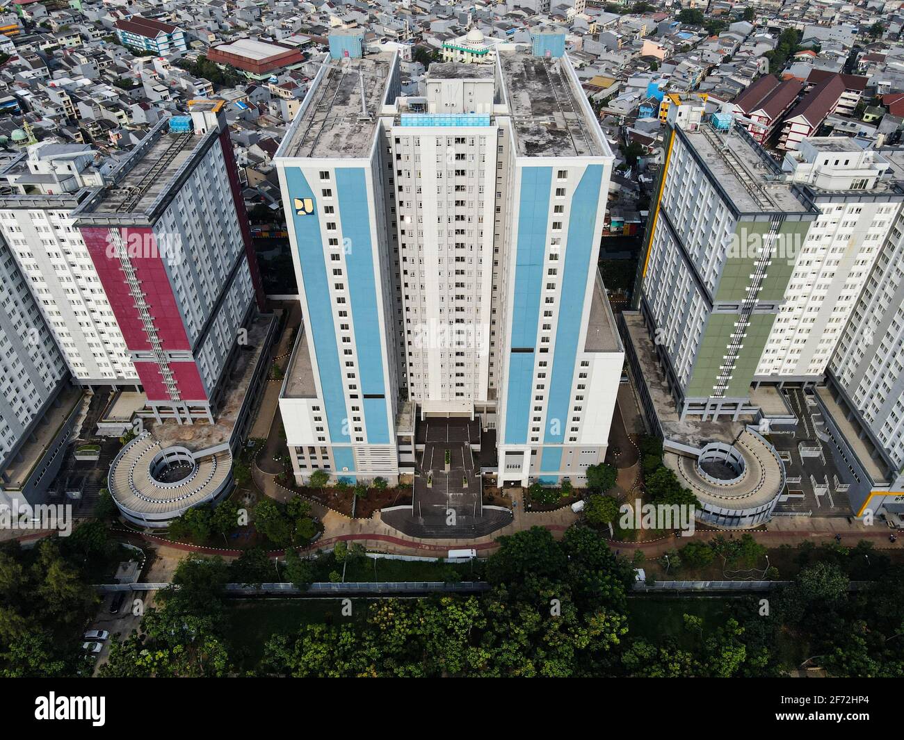 aerial view of Athlete's Village (Wisma Atlet) at Kemayoran, Central ...