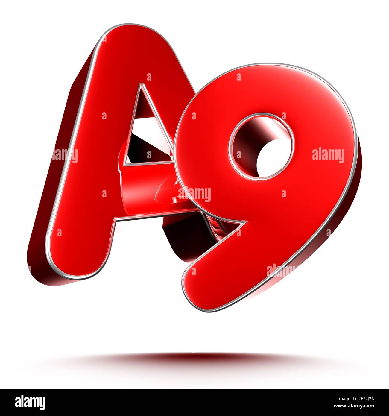 A9 red 3D illustration on white background with clipping path Stock ...