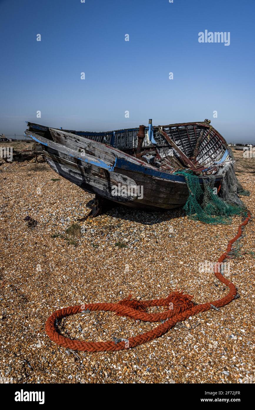 Old fishing boat with nets hi-res stock photography and images - Alamy