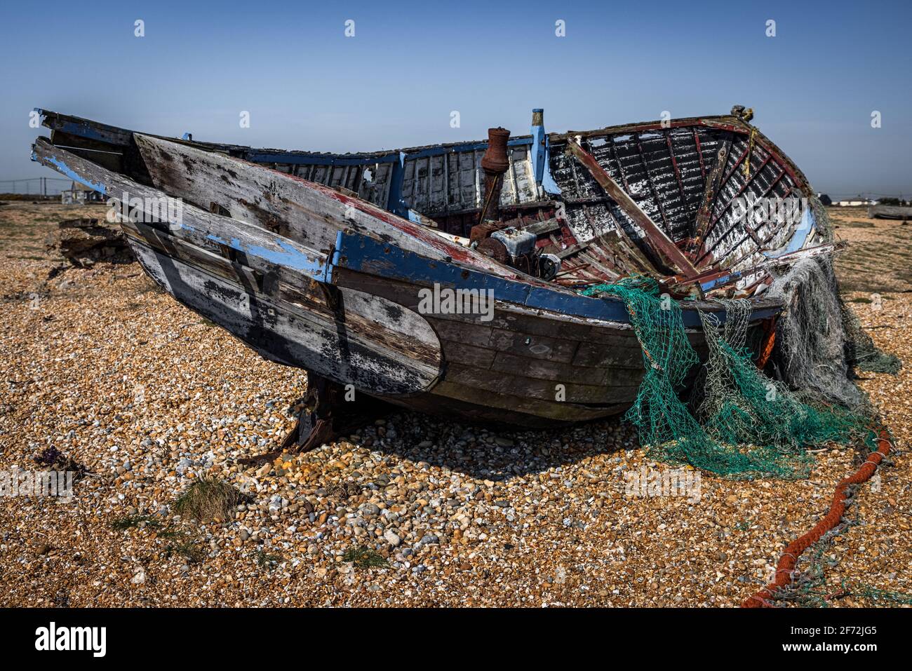 Old fishing boat with nets hi-res stock photography and images - Alamy