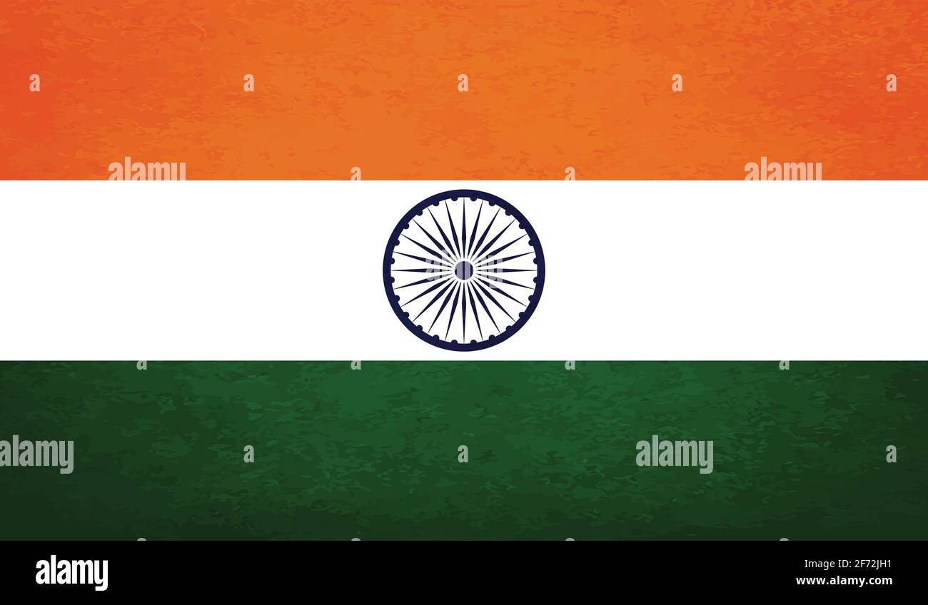 India flag with waving grunge texture. Vector background Stock Vector ...