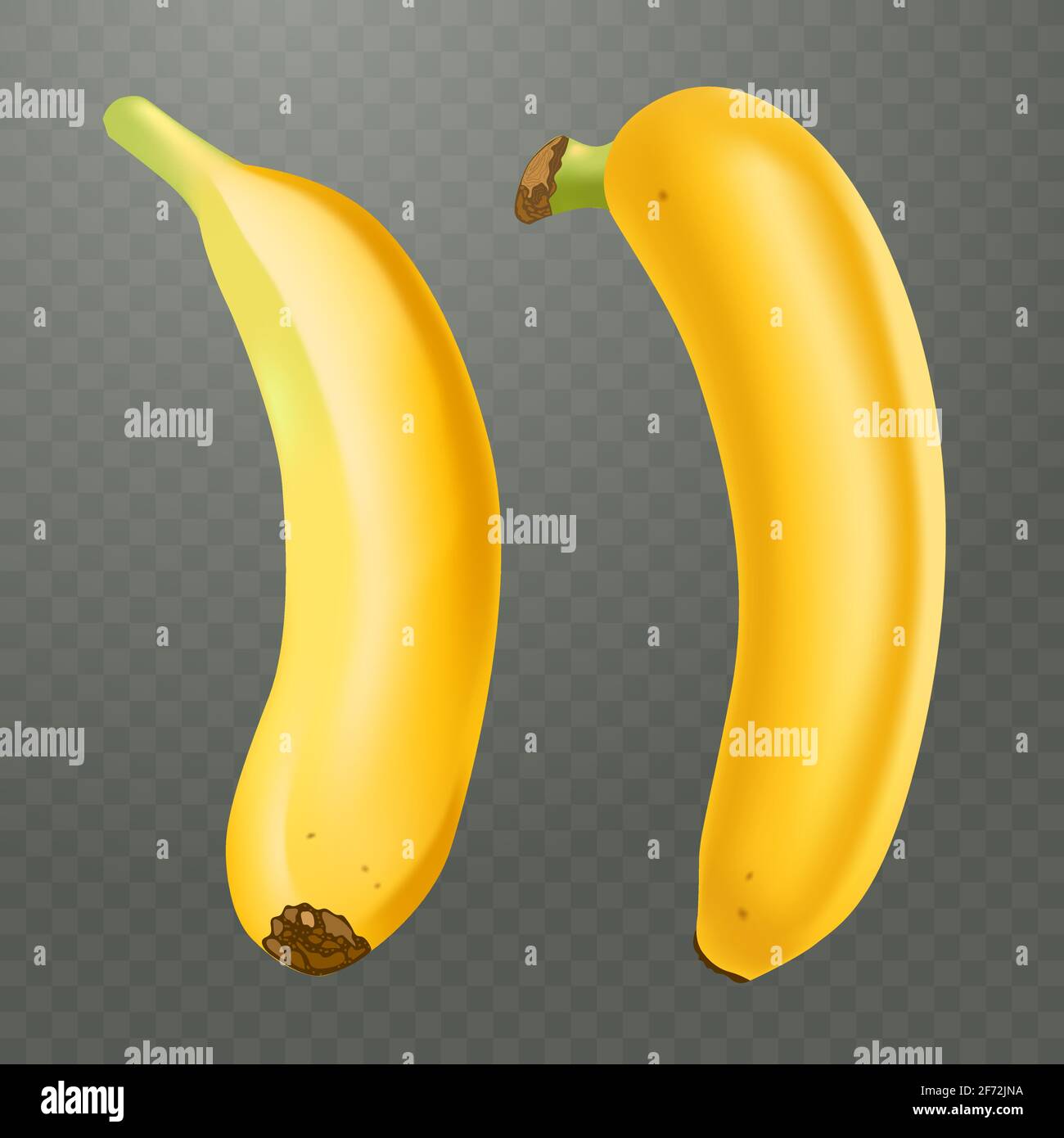 Set of 2 realistic bananas on checkered transparent background ...