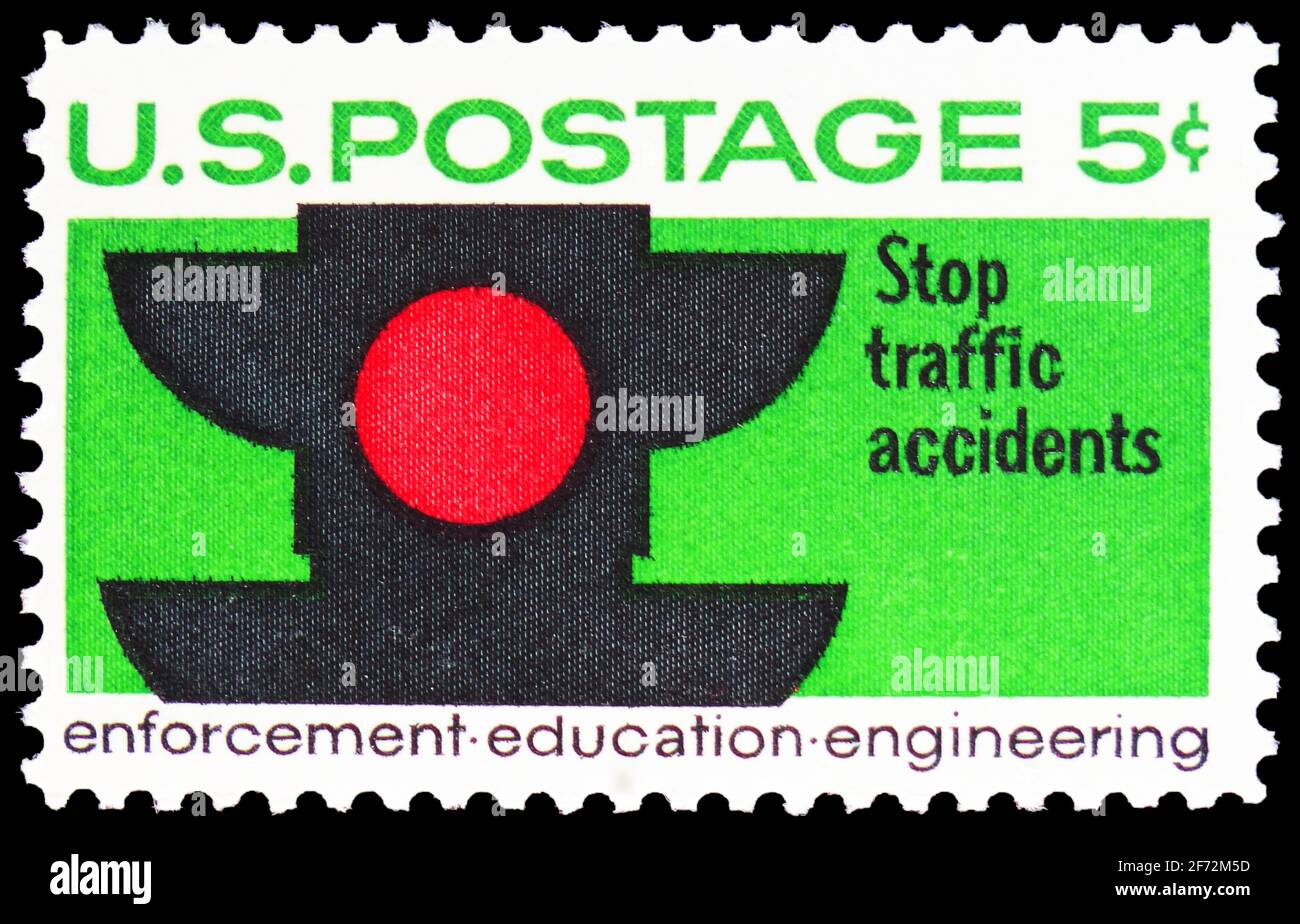 MOSCOW, RUSSIA - DECEMBER 22, 2020: Postage stamp printed in United ...