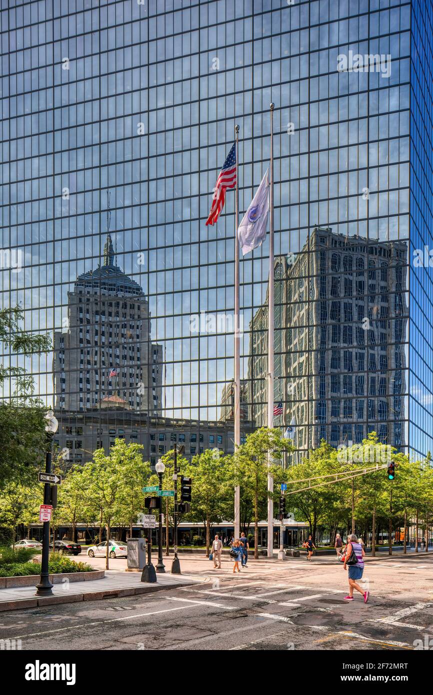 200 Clarendon Street, aka John Hancock Tower, reflects all around it ...