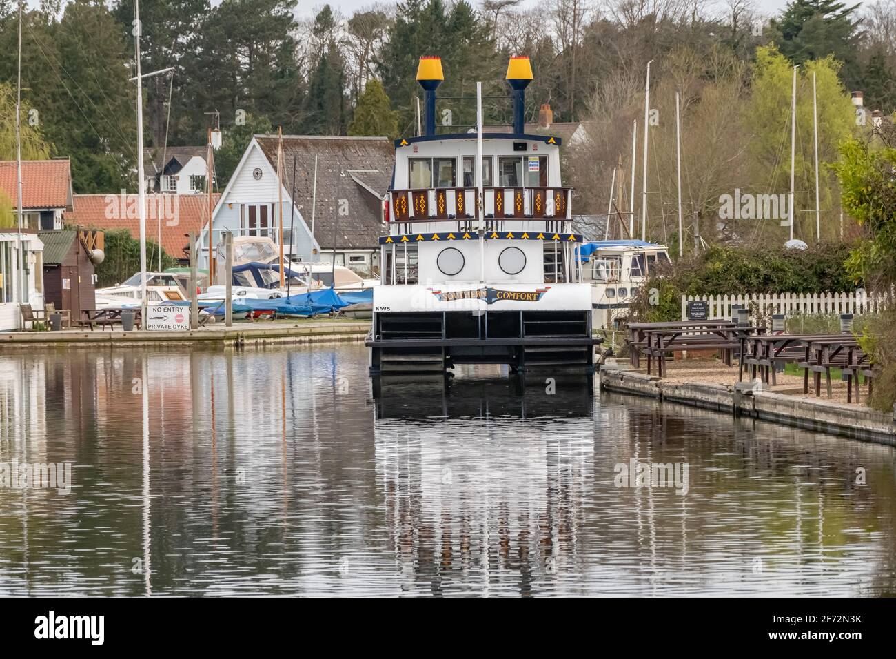 Horning, Norfolk, UK – April 04 2021. The Southern Comfort replica ...