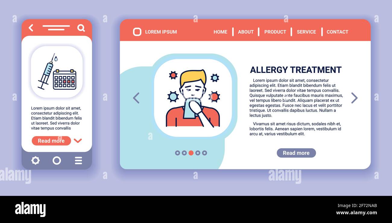 Allergy treatment web banner and mobile app kit. Dermatological ...