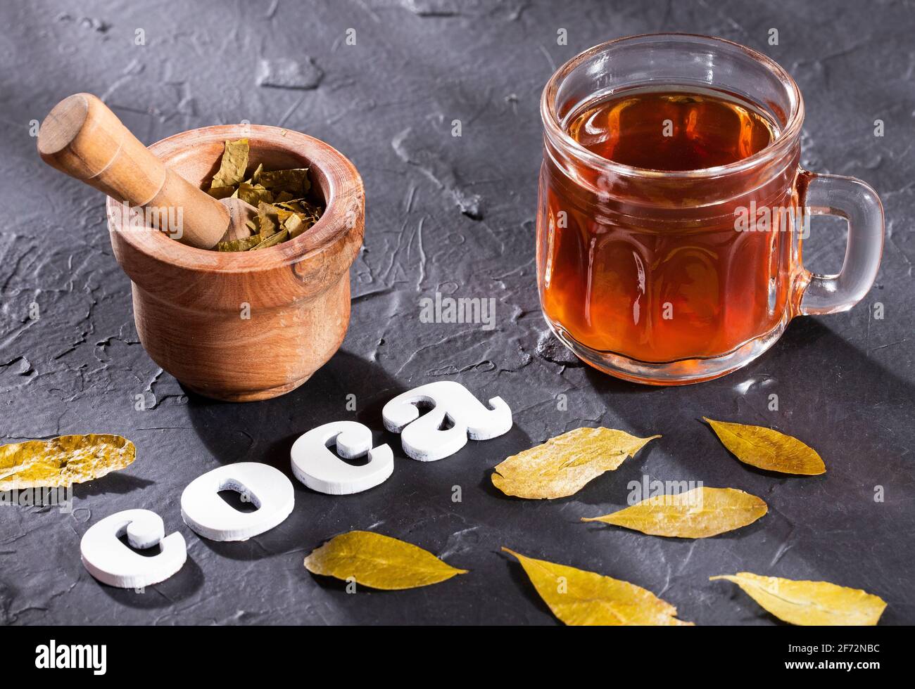 Coca leaf infusion - Erythroxylum coca Stock Photo - Alamy