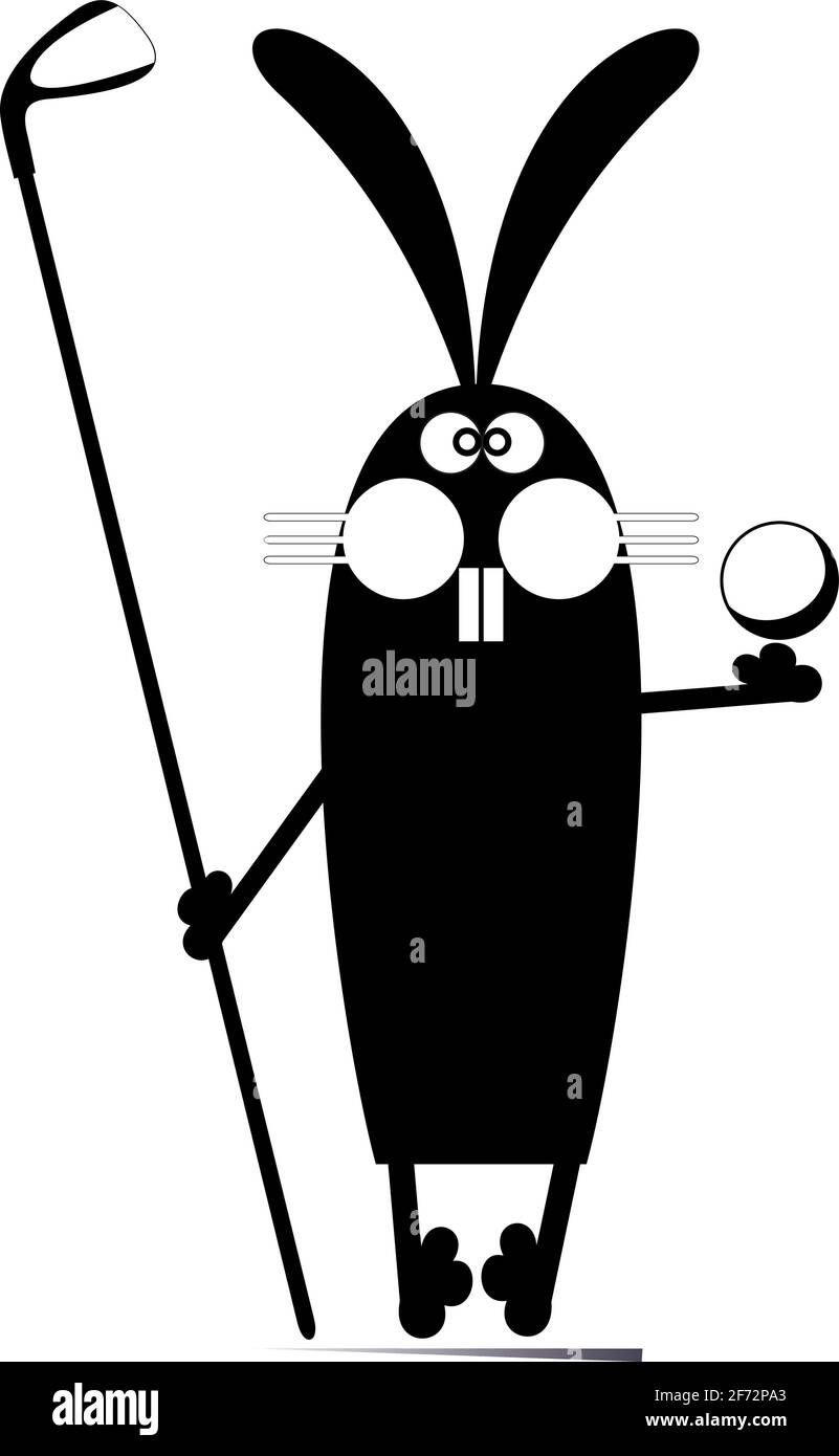 Cartoon rabbit plays golf illustration Funny rabbit with a golf club ...