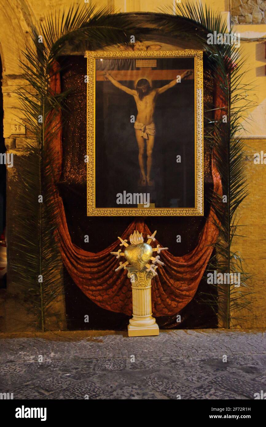 A small altar dedicated to the passion and death of Christ, during the ...