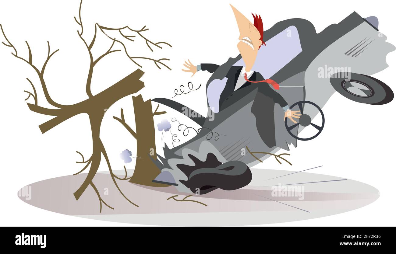 Car smashed tree Stock Vector Images - Alamy