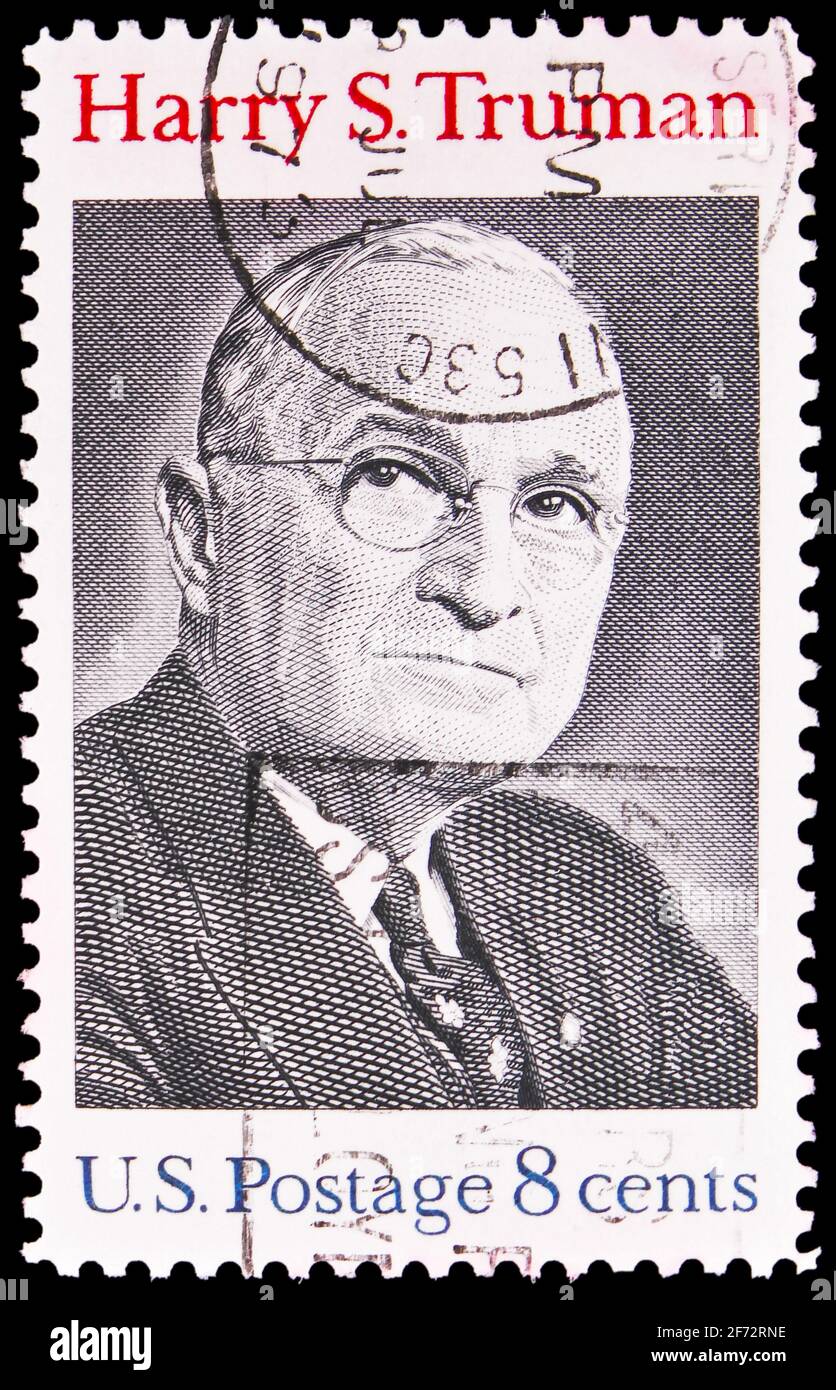 MOSCOW, RUSSIA - JANUARY 12, 2021: Postage stamp printed in United ...