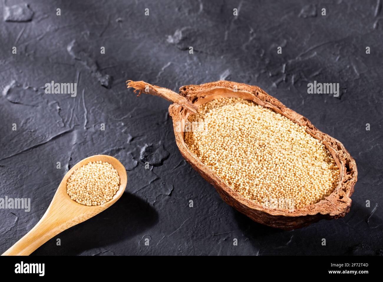 Organic amaranth seeds - Amaranthus. Text space Stock Photo - Alamy