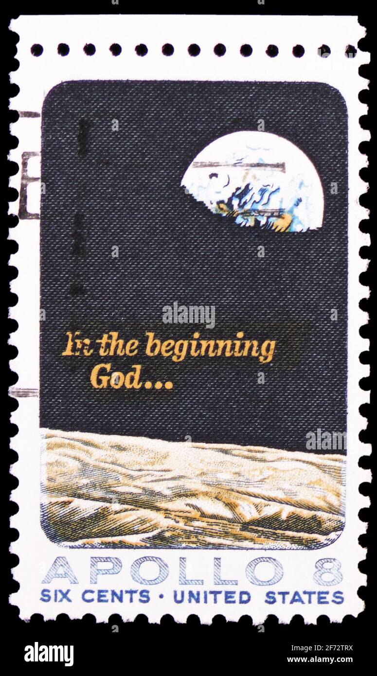 MOSCOW, RUSSIA - JANUARY 12, 2021: Postage stamp printed in United ...