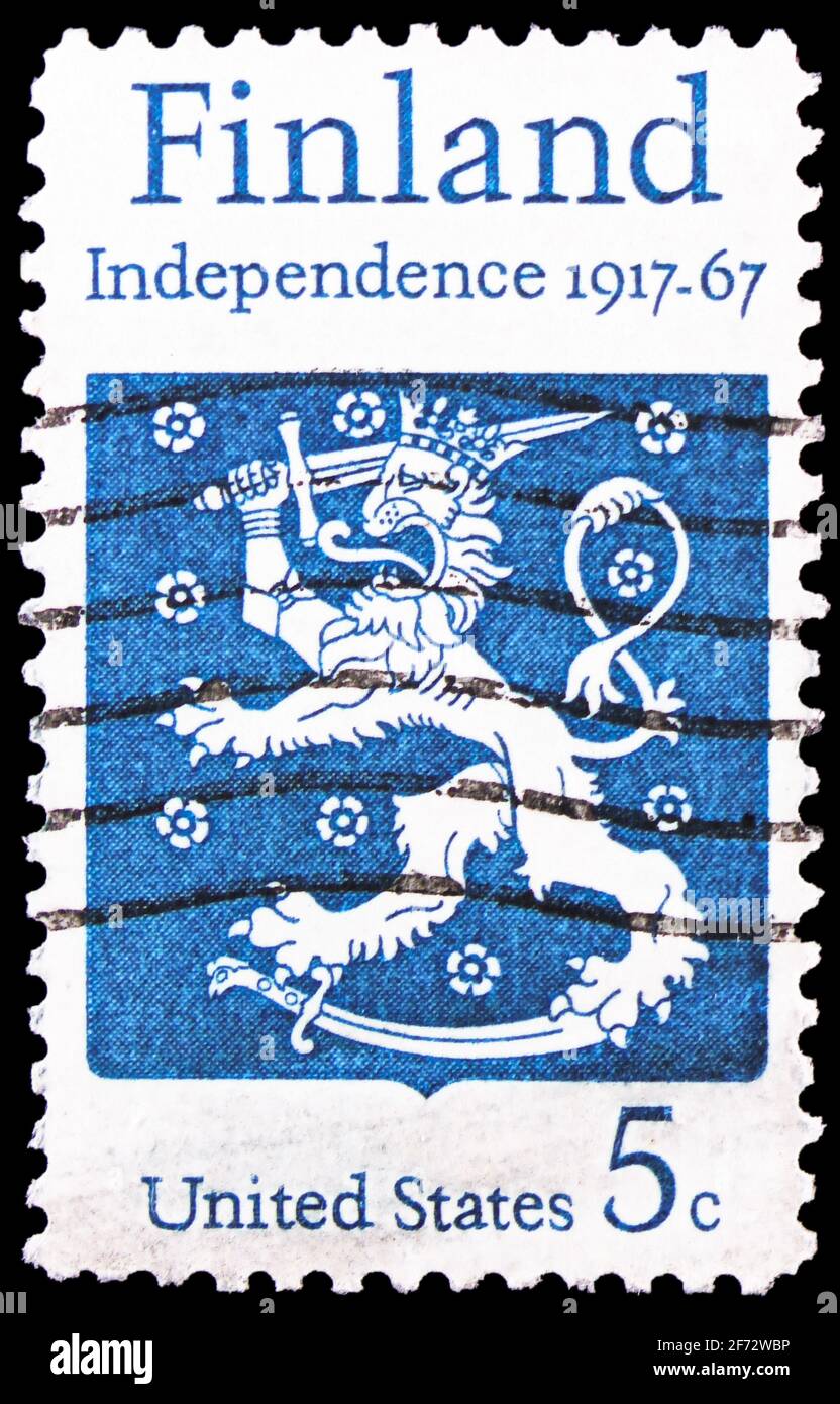 MOSCOW, RUSSIA - JANUARY 12, 2021: Postage stamp printed in United ...
