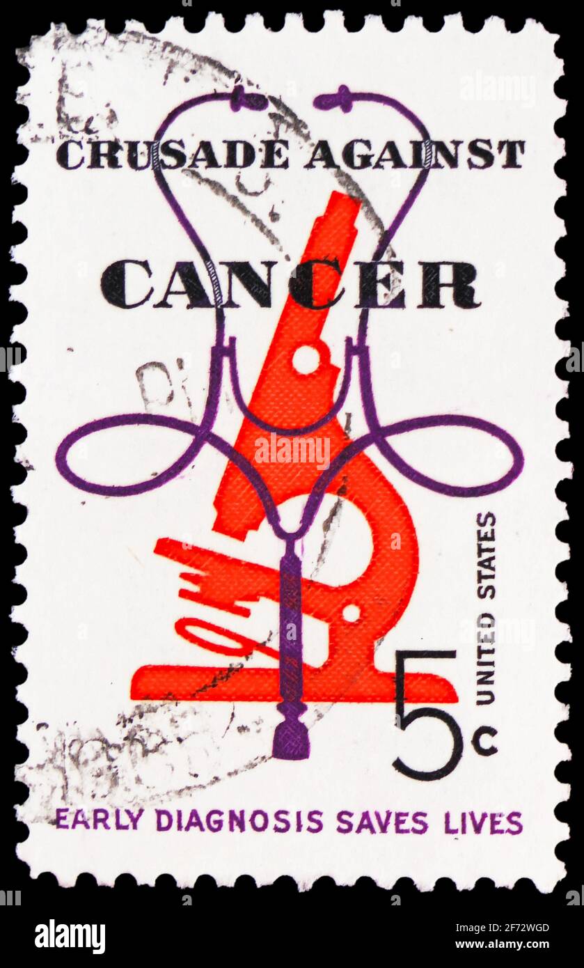 MOSCOW, RUSSIA - JANUARY 12, 2021: Postage stamp printed in United ...