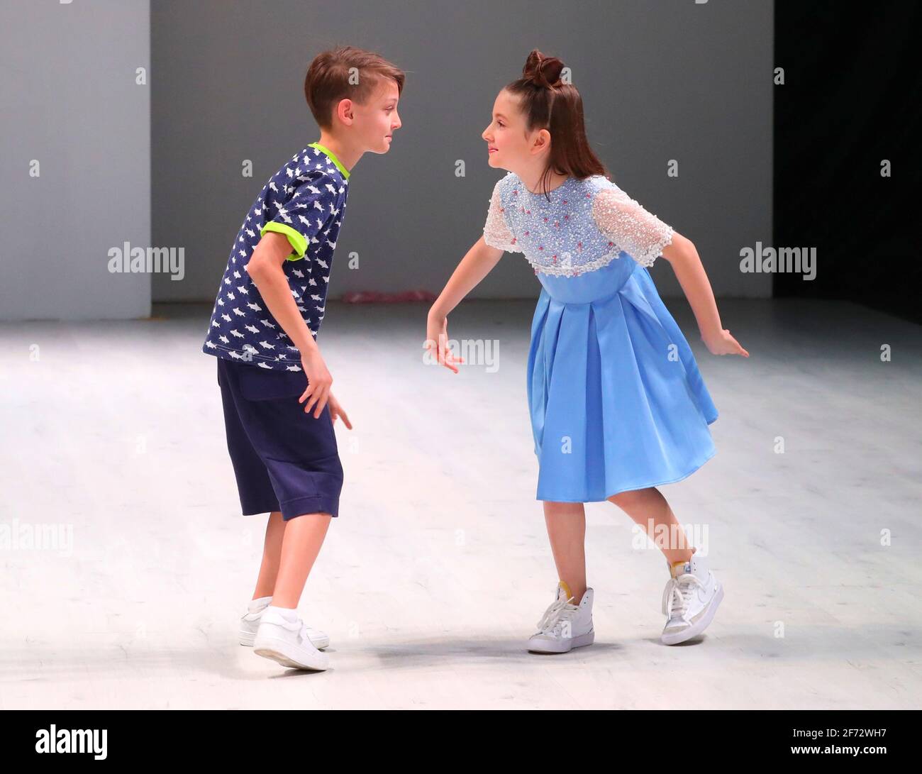 Minsk, Belarus. 4th Apr, 2021. Young models present creations at the ...