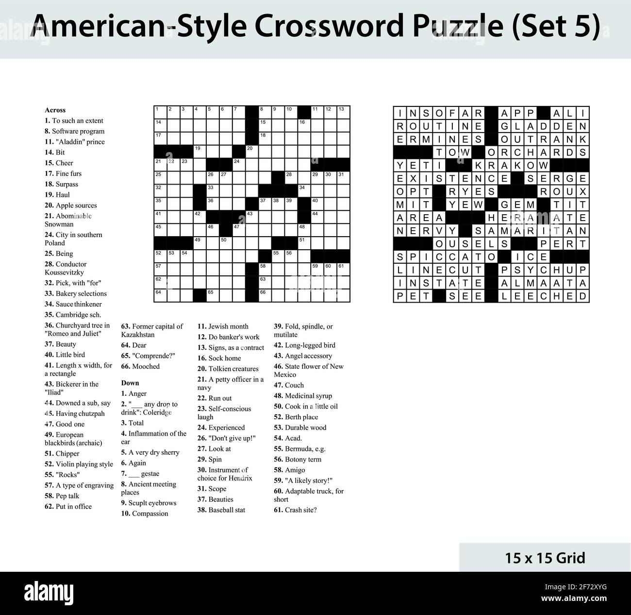 American Style Crossword Puzzle With A 15 X 15 Grid Includes Blank American Style Crossword Puzzle With A 15 X 15 Grid Includes Blank