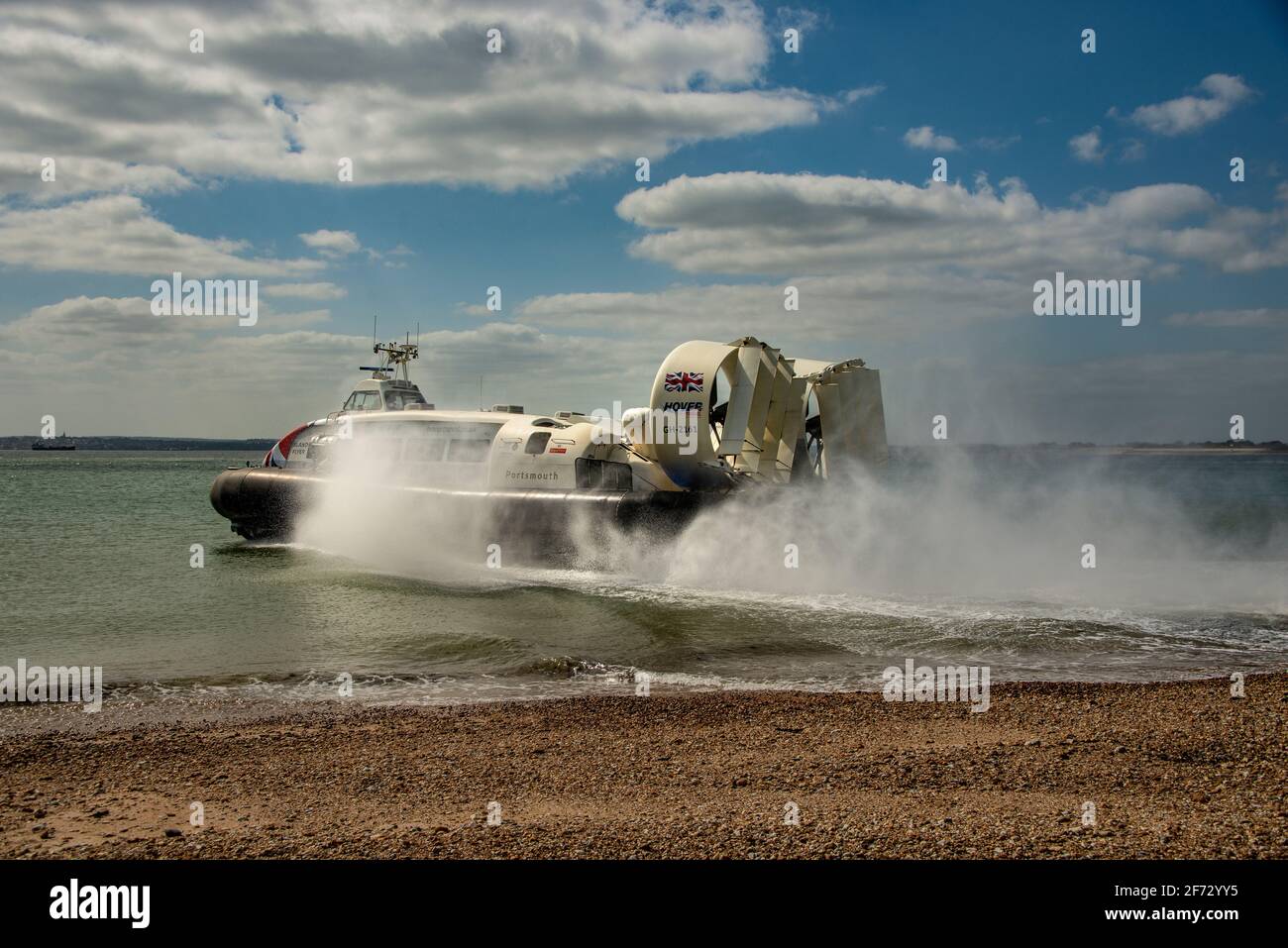Hovercraft on the Solent travelling between Southsea and the Isle of ...