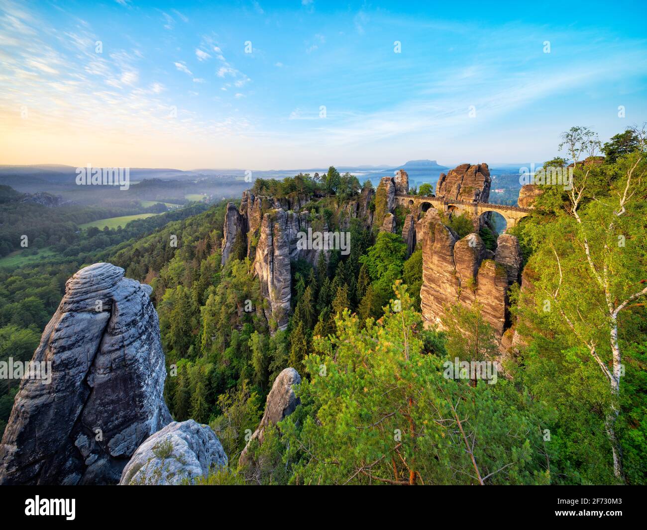Bastei bridge in the morning hi-res stock photography and images - Alamy