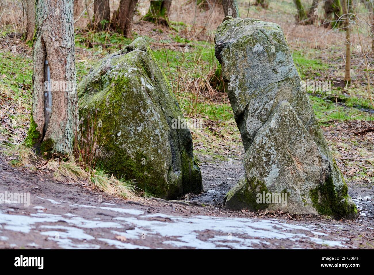 Amazing giant hemispherical stone split into two unequal parts and ...