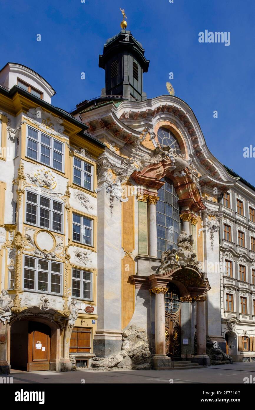Facades Asam House and late Baroque Asam Church, 1733-46, on ...