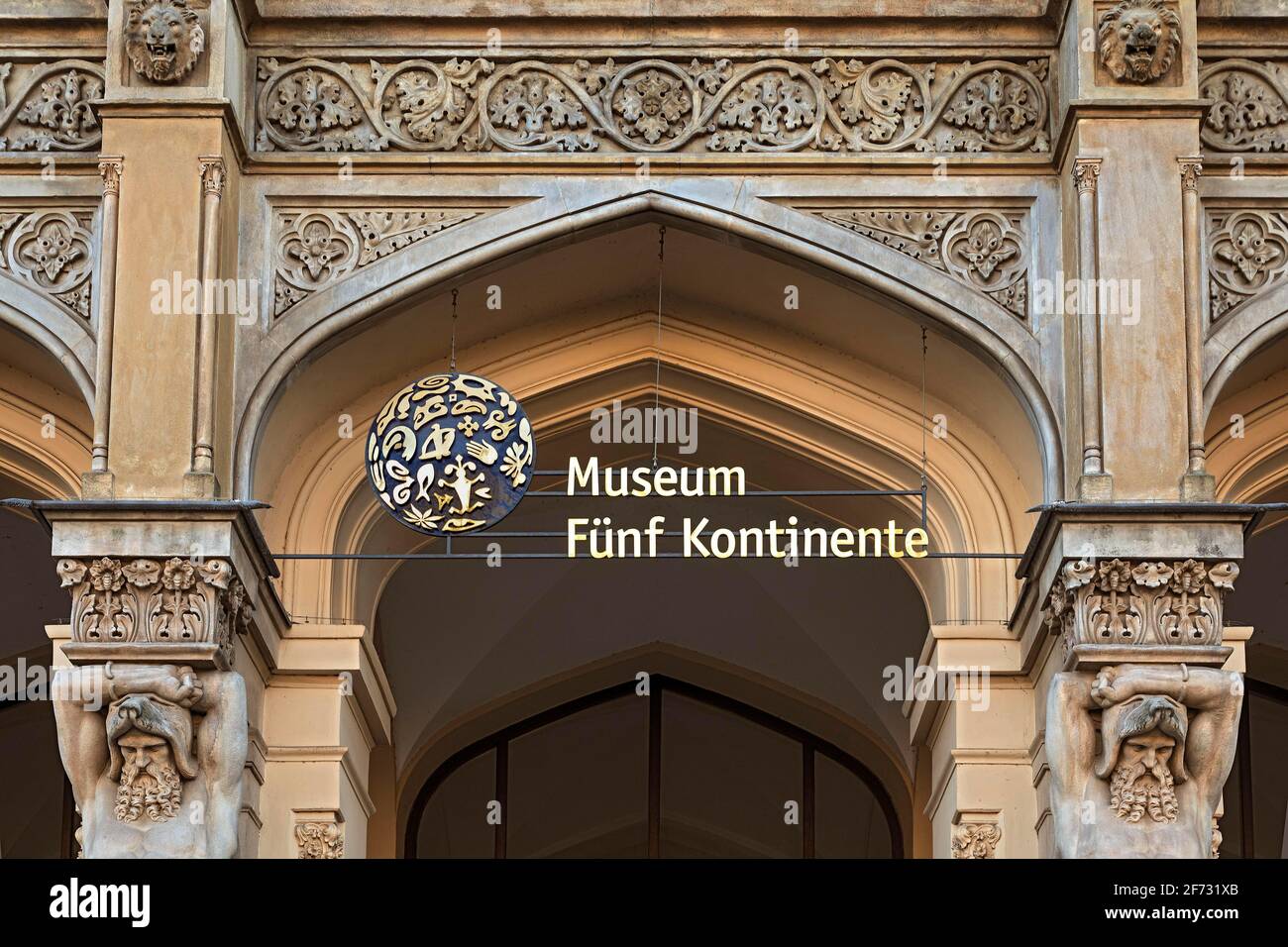 Museum five continents, lettering and new logo, Munich, Upper Bavaria ...