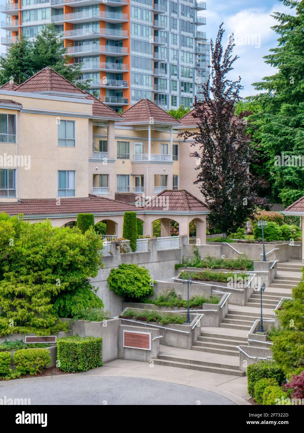 Italian style low-rise residential building with stairwell to the land ...
