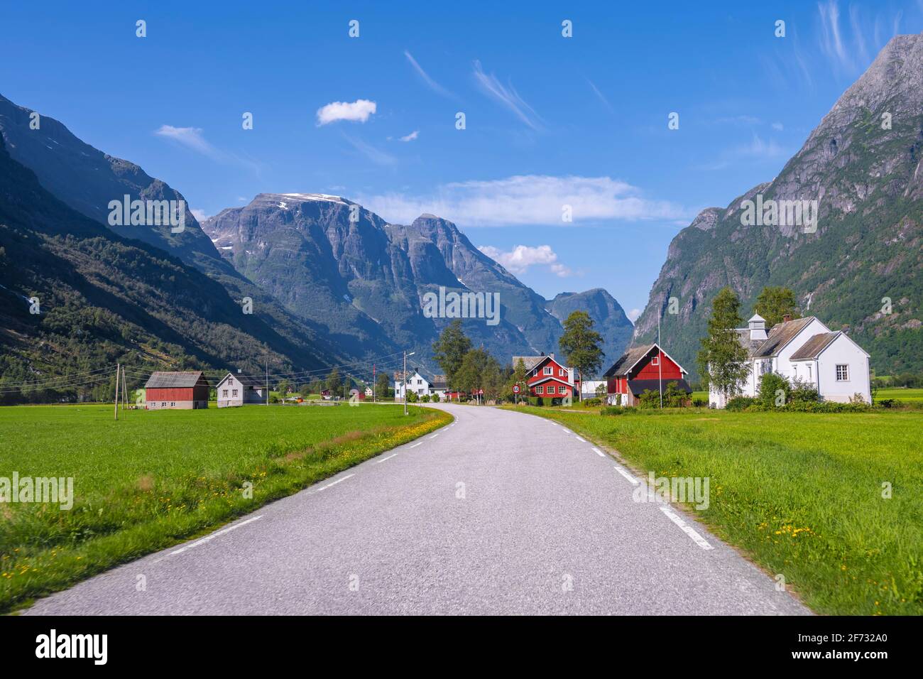 Road through the village Oldenn, Olden, Stryn, Vestland, Norway Stock ...