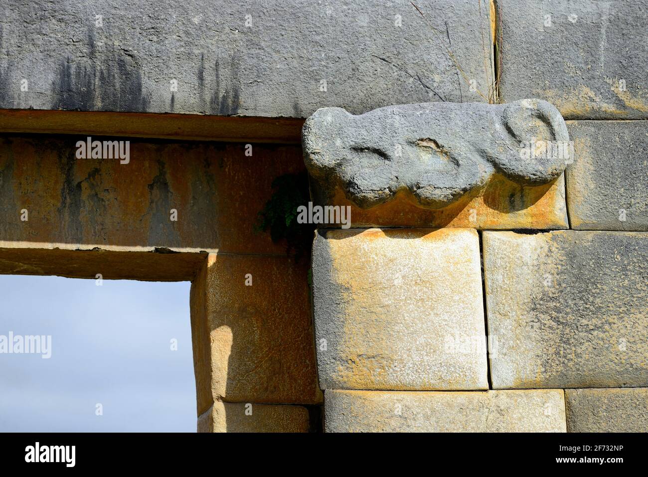 Ruins of Huanuco Pampa, administrative center of the Inca, gate with ...