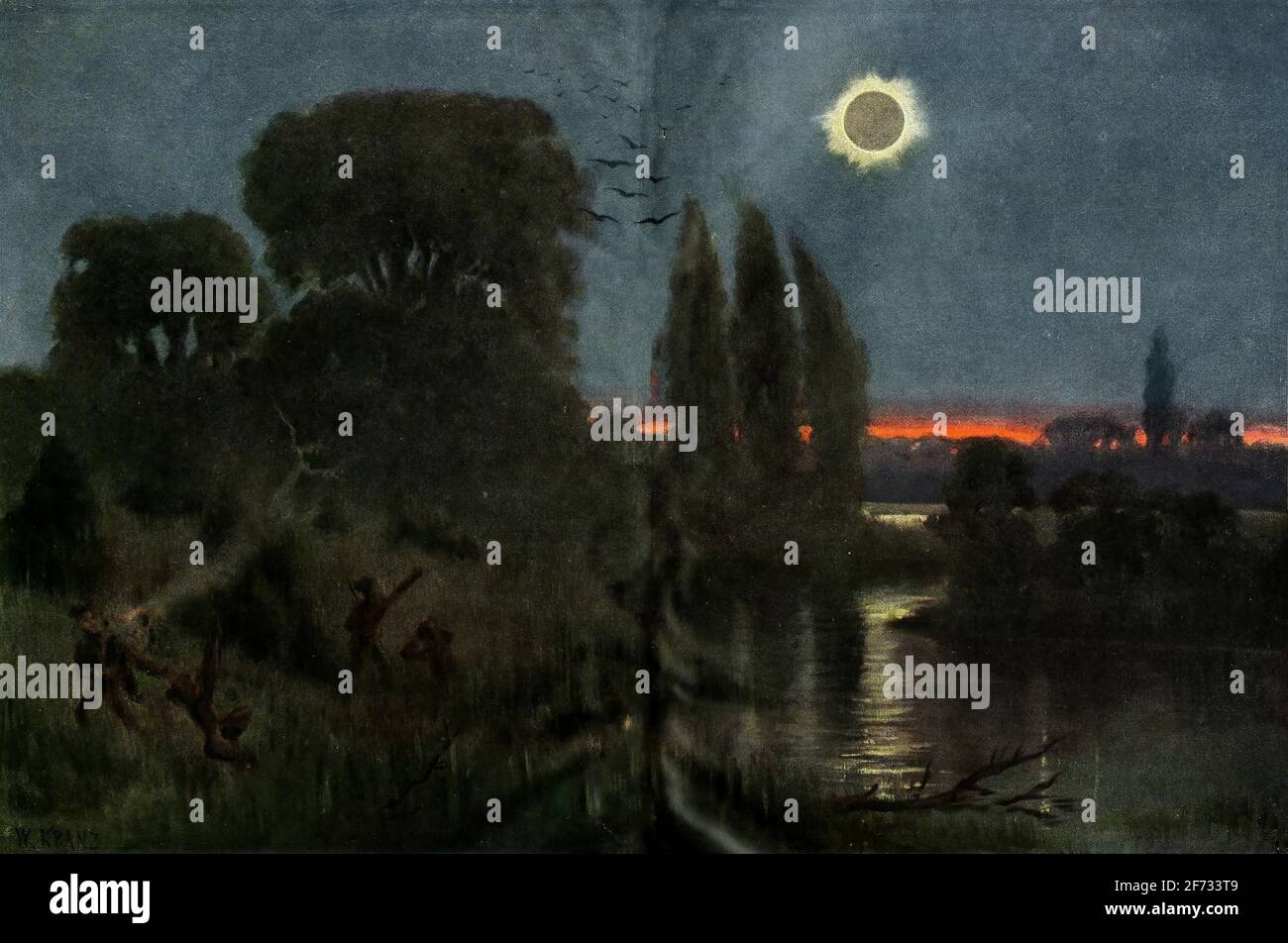 Total solar eclipse, After a painting by W. Kranz Stock Photo - Alamy